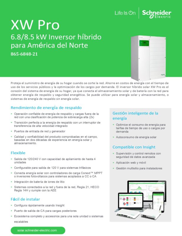 XW Pro Inversor híbrido de 6,8 KW – Tienda Electromécanica Nuñez
